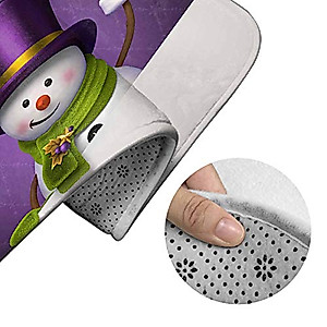 HOSNYE Snowman Bathroom Rugs and Mats Sets 3 Piece New Year Christmas Winter Funny Snowman Purple Top Hat Greeting Hello Bath Mat U-Shaped Contour Shower Mat Toilet Lid Cover