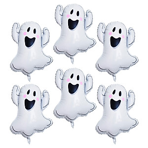 Ghost Balloons White Ghost Shape Aluminum Foil Balloon for Halloween Theme Party 6Pack