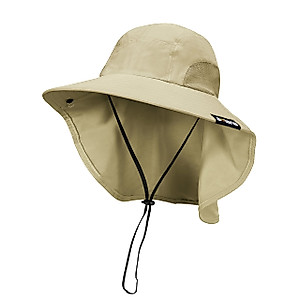 Neck Flap Sun Hat with Wide Brim, UPF 50+ Hiking Safari Fishing hat for Women Men, Sun Protection Hat for Summer Adventures Olive