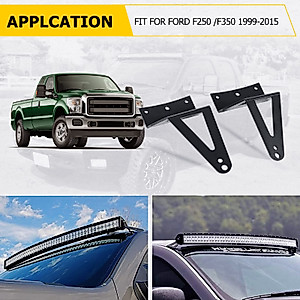 AUXMART Upper Windshield Mounting Brackets for 52" Straight/Curved Light Bar Fit for Ford F250/F350 1999 2000 2001 2002 2003 2004 2005 2006 2007 2008 2009 2010 2011 2012 2013 2014 2015 (1 Pair)