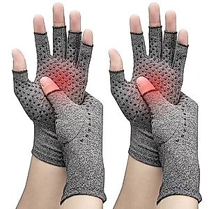 DRNAIETY 2 Pairs Arthritis Compression Gloves, for Hand Arthritis, Rheumatoid, Osteoarthritis, Carpal Tunnel Pain, Compression Gloves for Arthritis for Women & Men, Anti-Slip Glue dot Gloves for Work