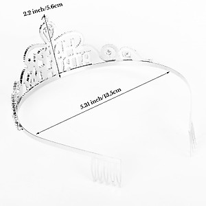 CURASA Happy Birthday Tiara Crown for Women Girls Silver Rhinestones Birthday Tiaras Birthday Princess Crowns for Kids Crystal Birthday Headbands with Comb Bday decorations for Birthday Party