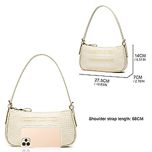 Small Shoulder Bags for Women Classic Retro Shoulder Tote Handbag Crocodile Pattern Clutch with Zipper Closure