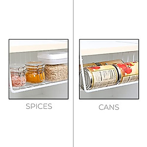 Smart Design Undershelf Storage Basket - Medium - Snug Fit Arms - Steel Metal Wire - Rust Resistant Finish - Cabinet, Pantry, Shelf Organization - Kitchen (16 x 5.5 Inch) [White]