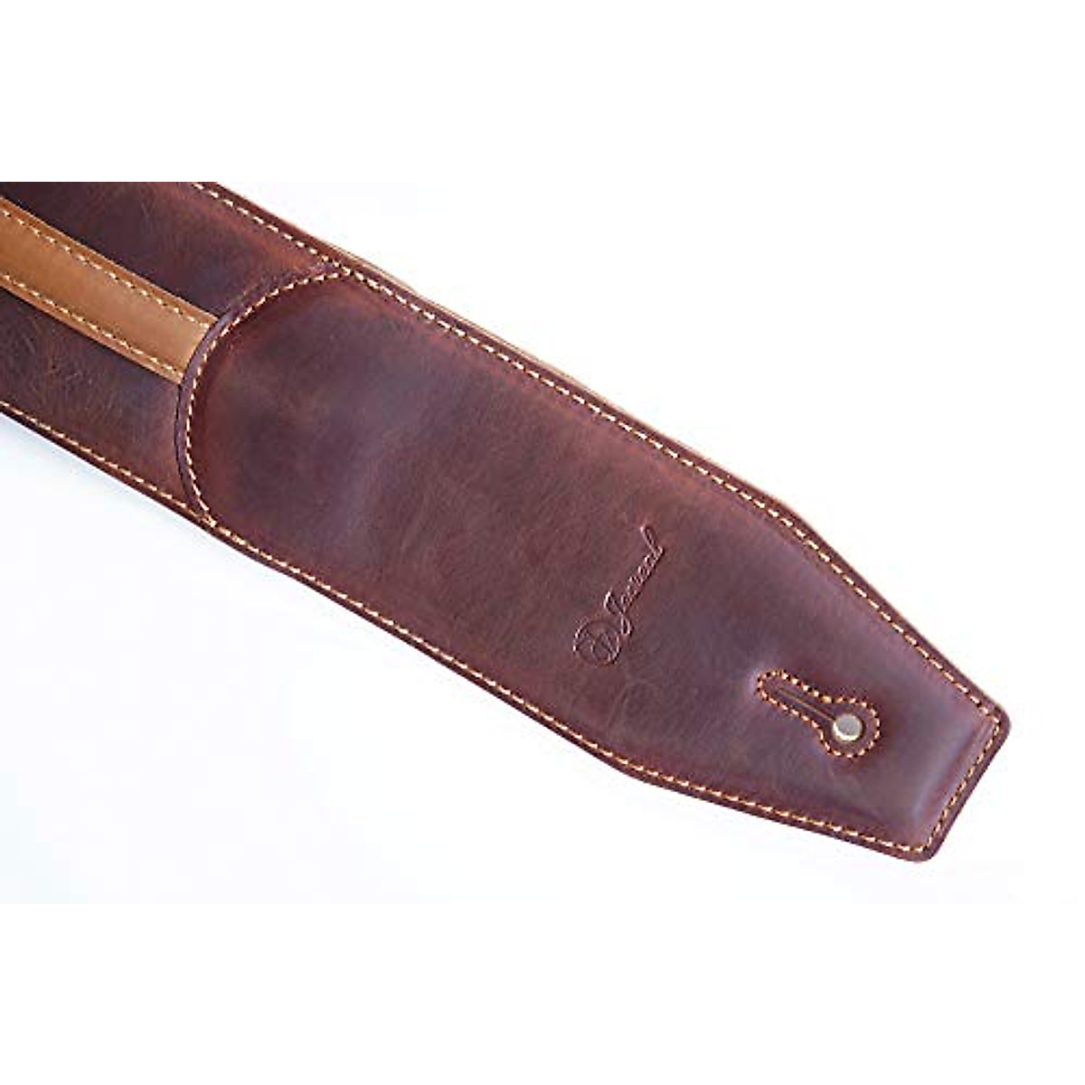 Jeereal Full Grain Genuine Padded Soft Leather Guitar Strap（3.0 Inches Width） for Electric, Acoustic, and Bass Guitars (Rust Red)