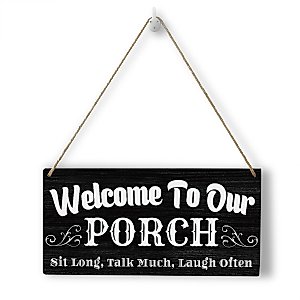 Rustic Welcome Sign Porch Decor Wood Wall Art Wall Hanging Decor Motivational Housewarming Gift Wooden Decorative Plaque Sign for Home Farmhouse Door Front Porch Decor Welcome to Our Porch Sign