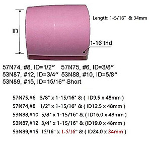 RIVERWELD 53N89 15# 15/16" Orifice Large TIG Gas Lens Alumina Nozzle Ceramic Cups Fit SR DB WP 9 17 18 20 25 26 TIG Welding Torch 5pk