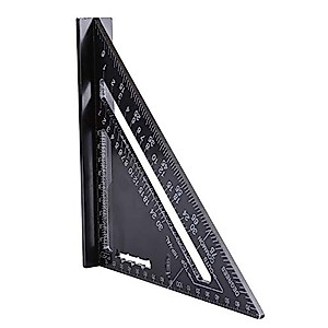 Triangle Ruler 7 Inch Metric Aluminum Alloy Adjustable Square, 090° Oxidation Roofing Triangle Angle Protractor Layout Guide(Metric System)