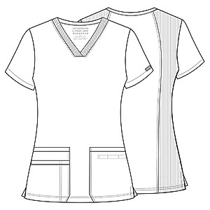 V-Neck Womens Scrubs Top Workwear Originals with Rib-Knit Back Panels WW645, M, Black