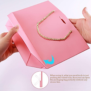 WantGor Gift Bags with Handles 10x7.5x3 inch Christmas Paper Party Favor Bag Bulk with Bow Ribbon for Birthday Wedding/Bridesmaid Celebration Present Classrooms Holiday(White, Medium- 12 Pack)