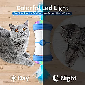 Electric Cat Toy - Automatic Cat Toy Feather - Interactive Cat Toy - Robotic Cat Toy with 4 Feathers & Bell, LED Light and 2 Speeds Mode - Cat Toys for Indoor Cats / Kitten Fun, Exercise Training