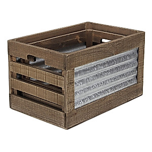 Cheungs Set of 2 Rectangular Ridged Metal Accent Storage Crate, Gray