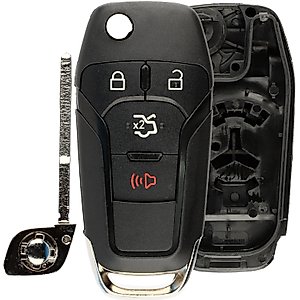 KeylessOption Keyless Entry Remote Flip Key Fob Shell Case Button Pad Cover For Ford Fusion N5F-A08TAA