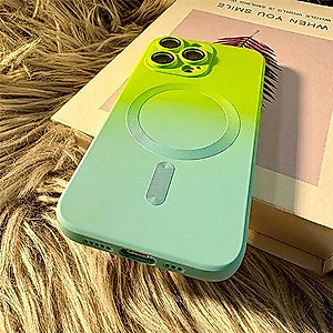 Faneiy for iPhone 13 Pro Max Case Magnetic Gradient Color Slim Silicone Soft Cute Phone Case with Full Camera Protector Shockproof Cover Green Blue