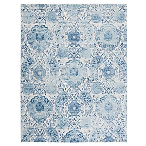 SAFAVIEH Madison Collection Area Rug - 8' x 10', Cream & Turquoise, Boho Chic Glam Paisley Design, Non-Shedding & Easy Care, Ideal for High Traffic Areas in Living Room, Bedroom (MAD600E)