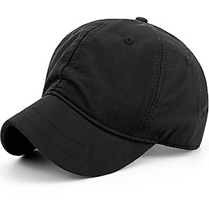 Rayna Fashion womens Structured Short Bill Quick Dry Brim Trucker Baseball Dad Cap, Black, X-Large