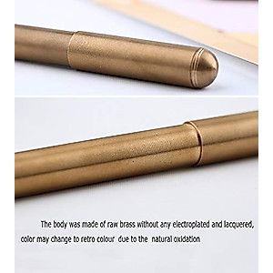 Lanxivi Brass Fountain Pen EF Bent Nib 0.7mm,Travel Pocket Fude Pen, Unique Style Bullet Shape with Metal Box