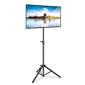 Pyle Premium LCD Flat Panel TV Tripod, Portable TV Stand, Foldable Stand Mount, Fits LCD LED Flat Screen TV Up To 32", Adjustable Height, 22 lbs Weight Capacity, VESA 200x200, 220x220 (PTVSTNDPT3215)