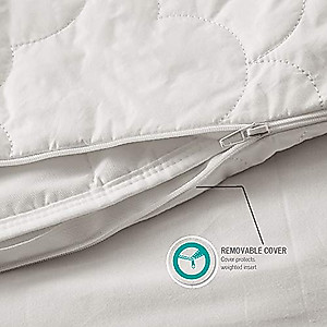 Beautyrest Deluxe Weighted Adult, Ogee Quilted 100% Cotton, Glass Beads Filling, and Removable Cover Calming Heavy Blankets, 60" x 70"-12Lbs, White