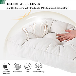 RACE LEAF 19" x 19" Patio Chair Cushions Beige - Outdoor/Indoor Tufted Memory Foam Chair Pads Set of 2, Water-Resistant Olefin Chair Seat Cushion Non-Slip Backing