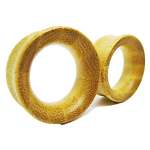 Pierced Republic Organic Carved Wood Bamboo Ear Plug -Double Flared Saddle - Flesh Tunnel - Pair - 15 Sizes - NEW!! (1/2" (12mm))