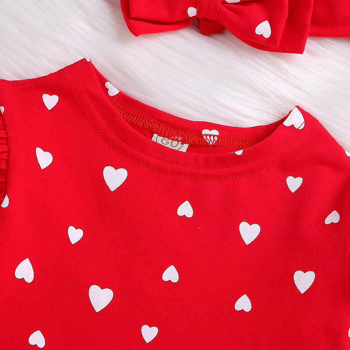 itkidboy Toddler Baby Girl Dress Valentine's Day Clothes Long Sleeve Love Printed Sundress Party Princess Dress (12-18 months) A-red