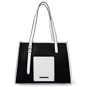 Montana West Satchel Handbags for Women Vegan Leather Two-toned Tote Purses Top-Handle Shoulder Bags AR-MWC-125BK, Black