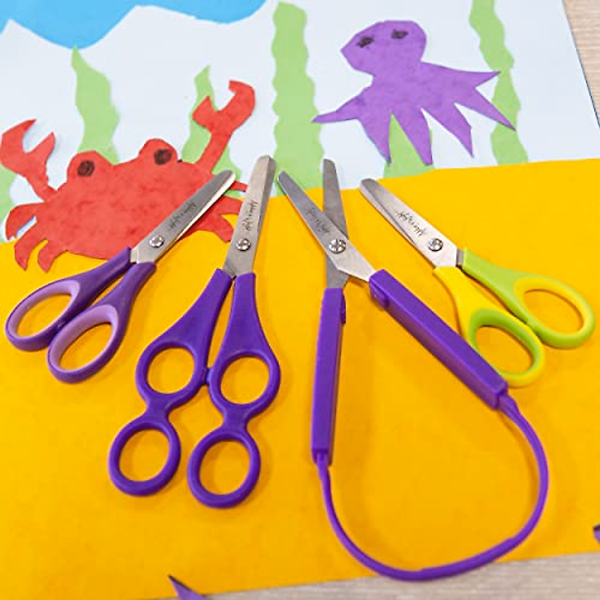 Ashton and Wright - Kids Children's Scissors 5"/12cm - Soft Grip - Purple - Right Handed - Pack of 2