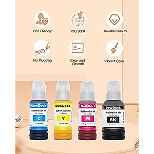 DewDeck 440ML Sublimation Ink Refill for EcoTank Supertank F170 ET-2720 ET-2760 ET-2800 ET-2803 ET-2850 ET-3710 ET-3760 ET-4700 ET-4760 ET-4800 ET-15000 ET-7710 (ICC Free / Anti-UV / Autofill)