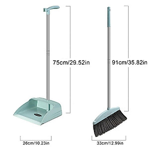 QULSE Broom and Dustpan Set for Home - Dust Pans with Long Handle - Outdoor Indoor for Home Kitchen Room Office,Must Haves for Home (Blue)