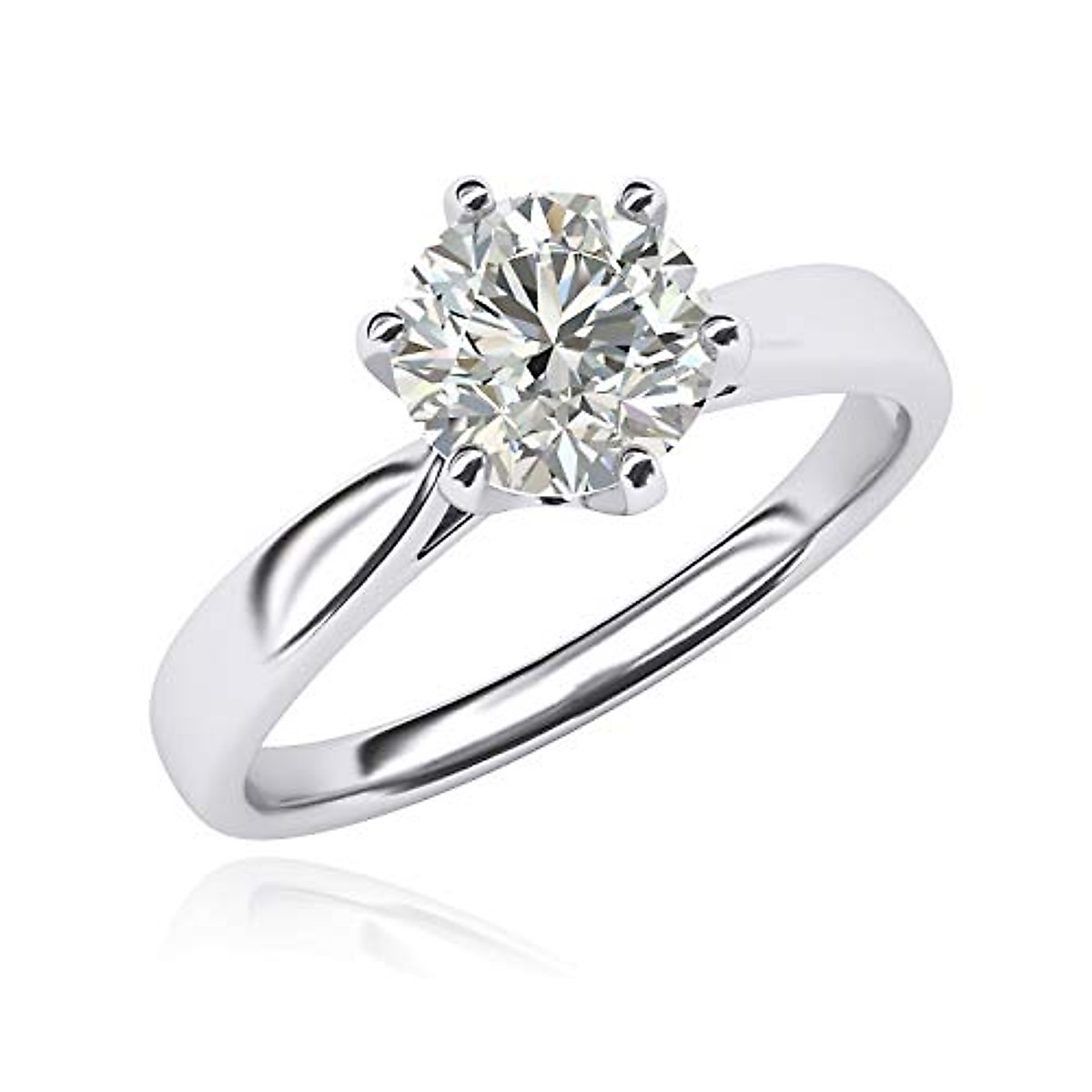 Pure 10k white gold 2.0 CT Classic 6-Prong Solitaire Simulated Diamond Engagement Ring Promise Bridal Wedding Ring (5.5)