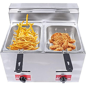 12L 2 Pan Server Food Warmer 3-Well Commercial Gas Bain Marie Buffet Countertop Food Warmer Steam Table Steamer Soup Warmer Adjustable Temp Gas Fryer Steamer Cooking Heating Pot