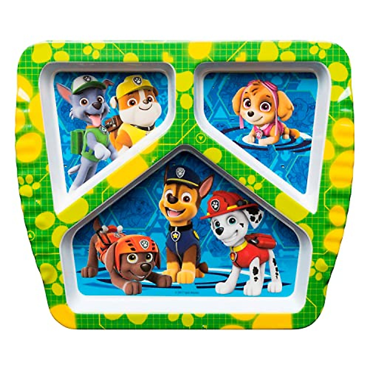 Zak Designs Paw Patrol Dinnerware Set Includes Melamine 3-Section Divided Plate and Utensil Made of Durable Material and Perfect for Kids, 3 Piece Set, Paw Patrol Boys 3pc