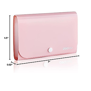 Expanding File Folder, Subdivision Accordion File Folder Mini Organizer PP Wallet for Cards,Coupons,Receipt,Tax Item or Changes,7x4.5 Inches,12 Pockets with Tabs and Check Case(Pink)