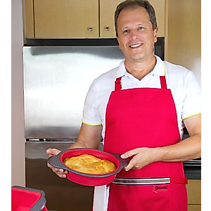 Boxiki Kitchen Silicone Baking Pans Set. 3 PCS Professional Silicone Non-Stick Baking Cake Pans Set includes Silicone Round Cake Pan, Square Cake Pan and Bread Loaf Pan.