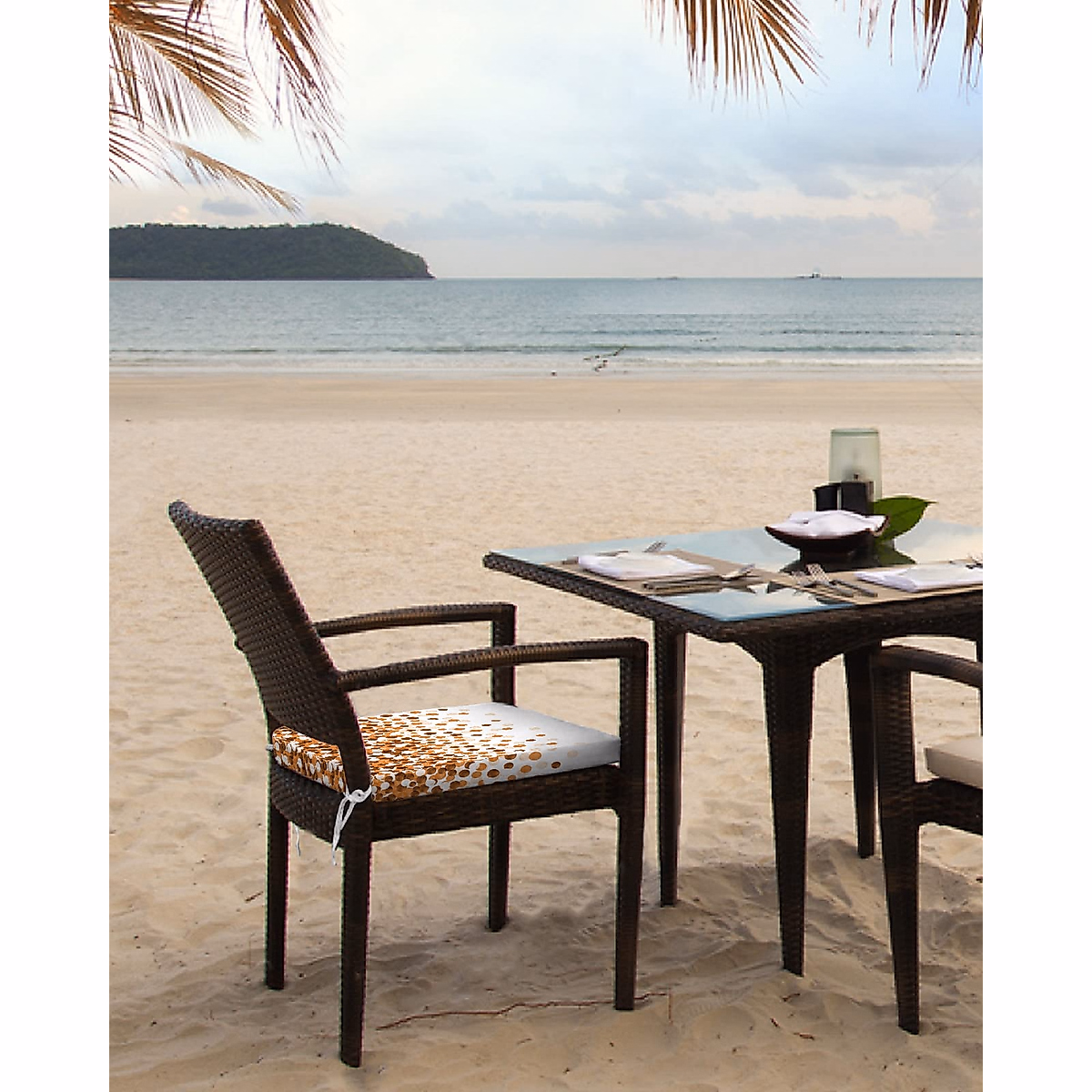 Patio Cushion Covers, Orange Brown Ombre Outdoor Cushion Covers Waterproof Seat Cushion Slipcovers, Modern Round Geometric Abstract Art Chair Cushion Cover for Garden Sofa Couch 22"x22"x4", 2 Covers