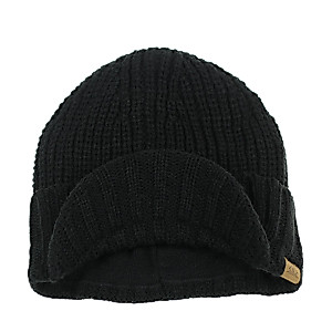 Home Prefer Men's Winter Hat Warm Wool Acrylic Fleece Knit Beanie Cap Outdoor Newsboy Beanie Black