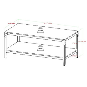 Walker Edison Declan Urban Industrial Angle Iron and Wood Coffee Table, 46 inch, Grey Wash