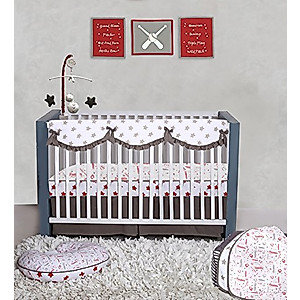 Bacati - 4 Pack Sports Baby Swaddle Blankets Boys Swaddle Wrap Soft Breathable Cotton Muslin Swaddle Blankets Receiving Blanket for Boys, Large 45 x 45 inches (Baseball Red/Grey)