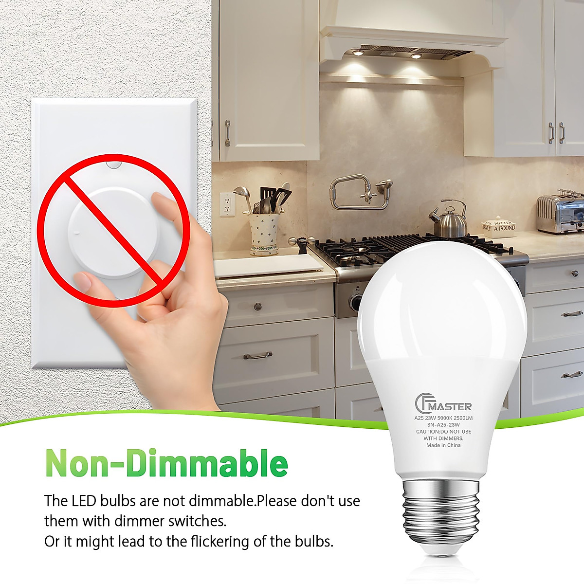 CFMASTER A25 LED Light Bulb, 150-200 watt Equivalent Light Bulbs, 23W 5000K Daylight LED Bulbs, 2500 Lumens, Bright White LED Bulb, E26 Base for Indoor and Outdoor, Energy Efficient ETL Listed, 6-Pack