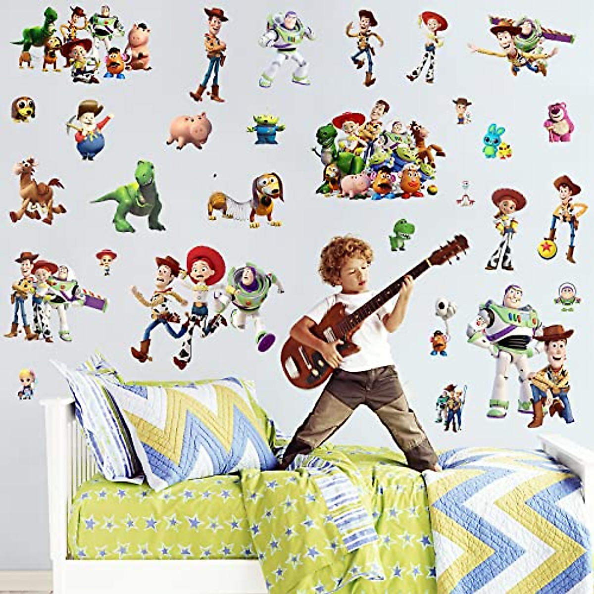 Toy 4 Anime Wall Decals Removable Large Waterproof Toy Cartoon Story Wall Sticker Peel and Stick Mural for Girls Kids Children Bedroom Living Room Baby Nursery Decoration