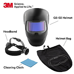 3M Speedglas Welding Helmet G5-02, Auto Darkening Welding Helmet Meets ISO 16321 TIG+ Standards, Light State 2.5, Curved Wide View ADF, Bluetooth Enabled, 4 Arc Sensors, Welding Helmet Bag, Black