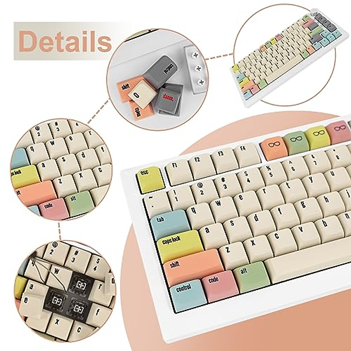 JOLINTAL 134 Keys Canvas Retro Beige Keycaps, PBT Custom Keycaps, Dye Sublimation Cherry MX XDA Profile Keycaps for Mechanical Keyboard