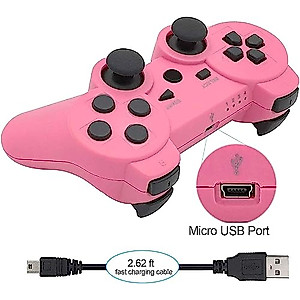 Zeion PS3 Controller Wireless, Gaming Remote Joystick for Play 3 with Charger Cable Cord (Black, Pink, White, Blue)