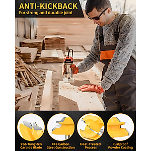Router Bits, Allmake 3pcs Lock Miter Router Bits 1/4 Shank, 45 Degree Locking Miter Joint Router Bit Set for Woodworking Cabinetry Drawers Shadow Boxes, Work with Stock from 1/2" to 3/4" Thick