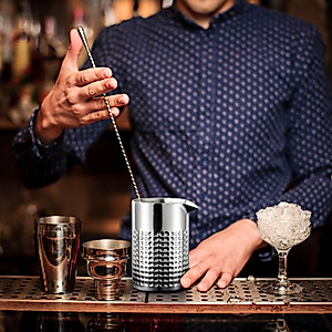 Elsjoy Stainless Steel Cocktail Mixing Glass, 18 Oz (550ml) Double Walled Bartending Glasses Unbreakable Cocktail Shaker Wine Mixer Cup, Bar Mixing Tin for Bartenders, Bar Tools, Barware Essentials