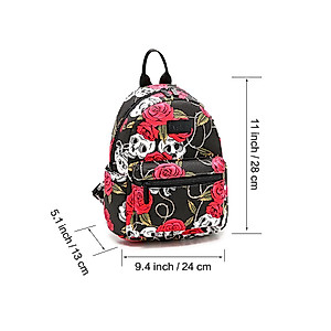 Fvstar Skull Girls Backpack Purse Mini Teens School Satchel Cute Lightweight Women Travel Backpack Casual Outdoor Rucksack Daypack for Halloween Thanksgiving Christmas New Year Birthday Gifts