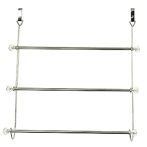 Home Basics TH41069 Over The Door 3-Tier Towel Rack, 21.4" x 5" x 21",Silver