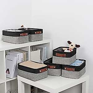 DULLEMELO Collapsible Bundle Baskets 4 Cube Baskets 11"x11"x11" + 6 Small Baskets 11.8"x7.9"x5.1"（Black&Grey)