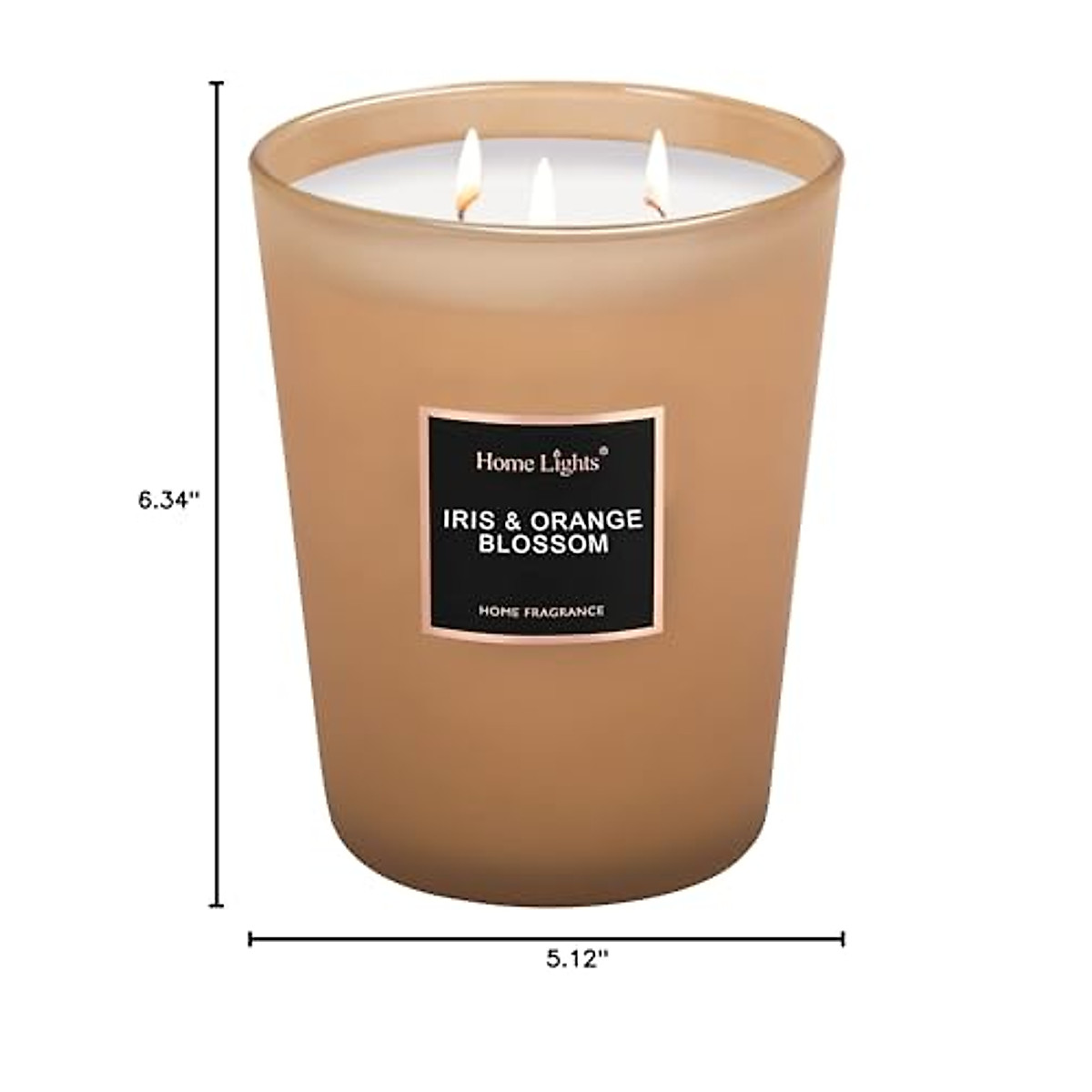 HomeLights Scented Candles | Large Jar Candle-33.3 Oz. Natural Soy Aromatherapy Candles | Up to 130 Hours Burn Time with 3 Cotton Wicks, Home Decorative Fragrance Candle Gift - Iris & Orange Blossom